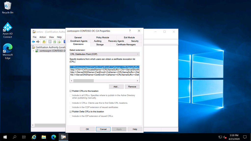 Publish Certificate Services Crl And Ocsp Sites To The Internet Using Azure App Proxy Out Of