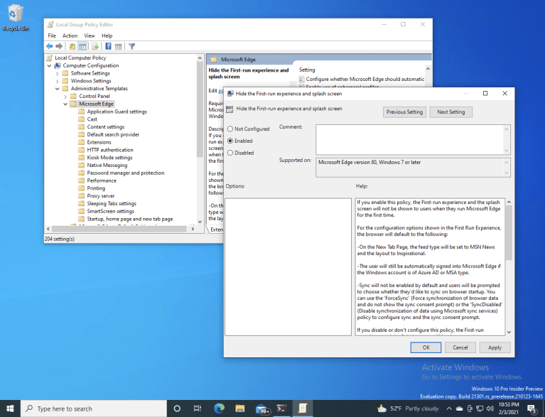 Turn off the (new) Edge welcome page – Out of Office Hours