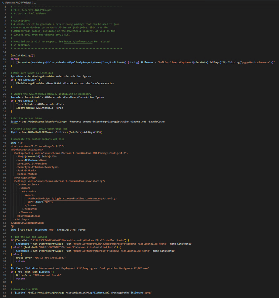 Simplify the process of generating an AAD bulk enrollment provisioning package – Out of Office Hours