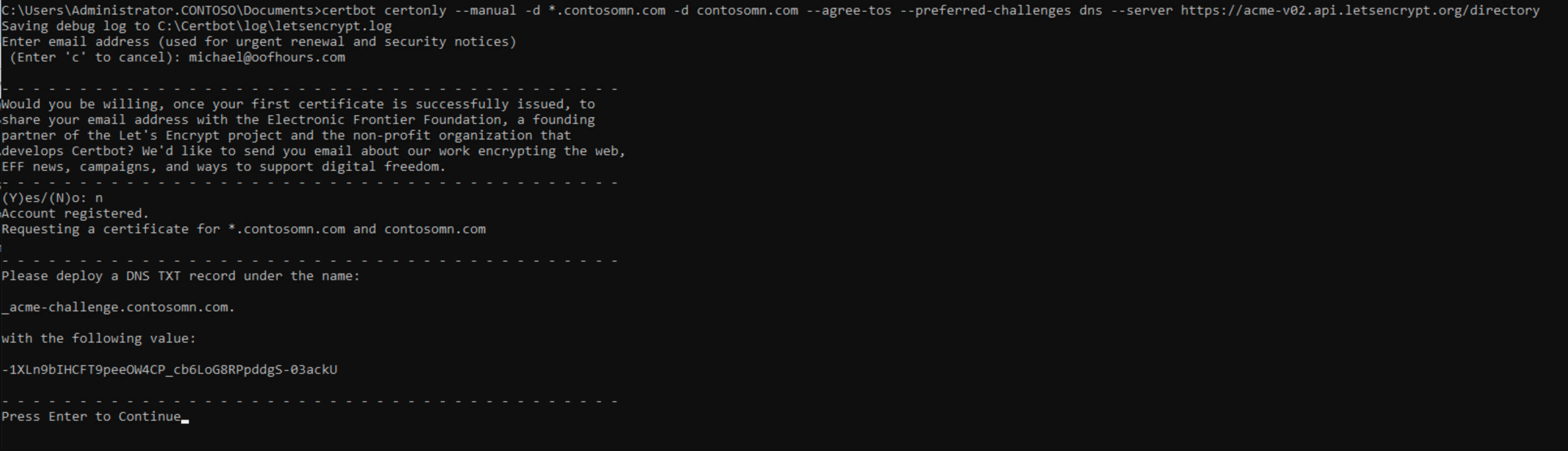 Creating a wildcard cert on Windows using LetsEncrypt – Out of Office Hours