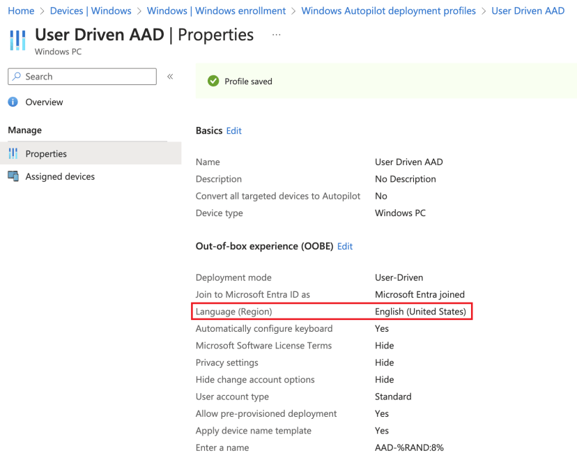 Get Autopilot for Existing Devices to skip the region page – Out of ...